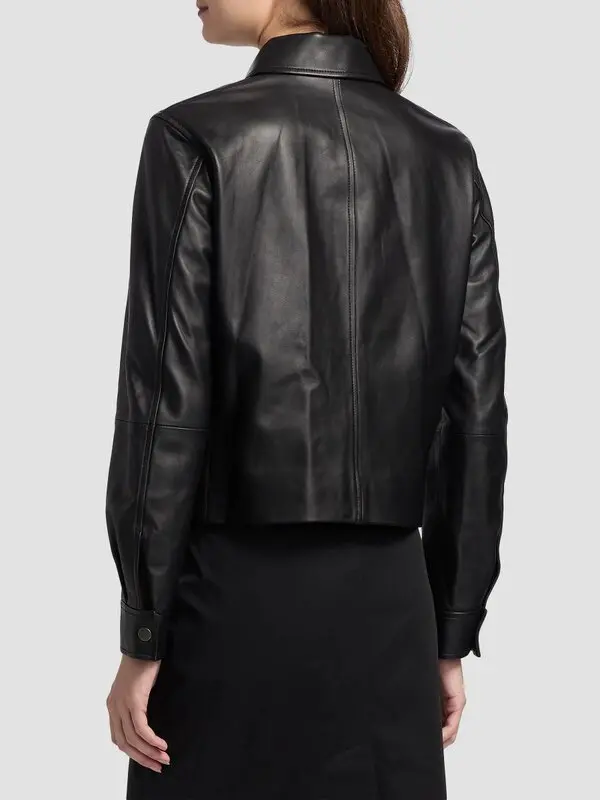 Vince Leather Zip-front Crop Jacket