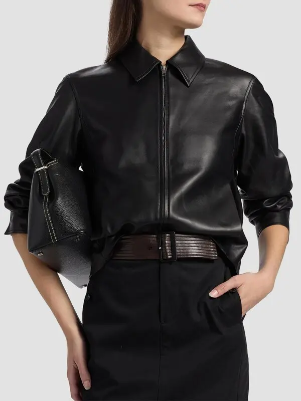 Vince Leather Zip-front Crop Jacket