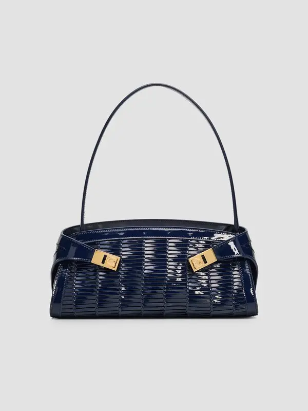 FERRAGAMO Hug Whispers Patent Leather East-west Shoulder Bag