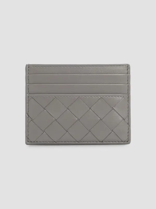 Bottega Veneta Intrecciato Leather Card Case - Basalt Lava