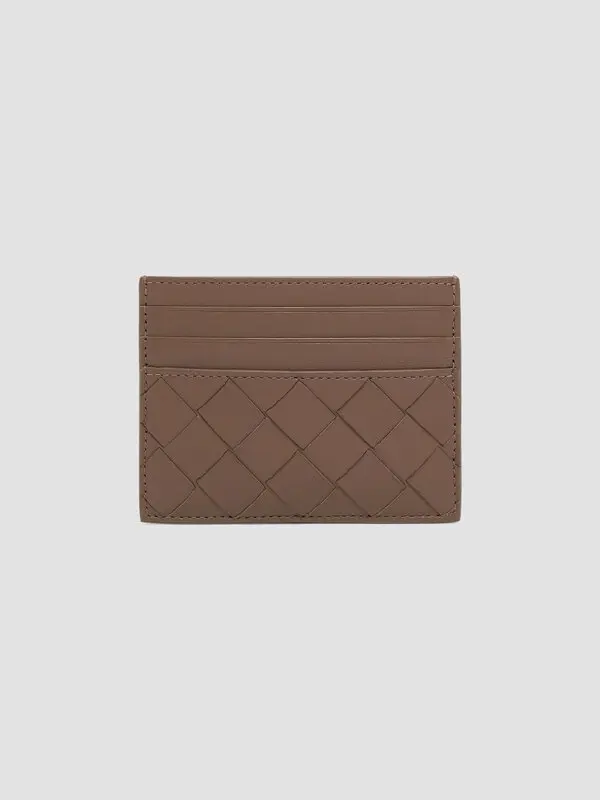 Bottega Veneta Intrecciato Leather Card Case - Pinecone