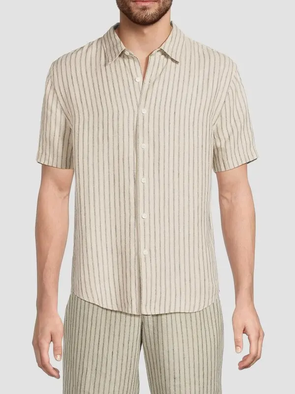 Vince Ballstone Striped Hemp Shirt