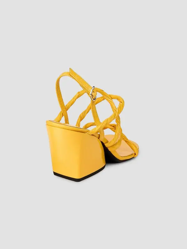 Proenza Schouler Twisted Strap Leather Wedge Sandals - Sun