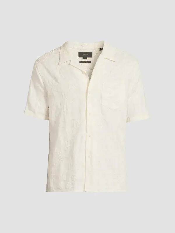 Vince Embroidered Floral Camp Shirt - Blanco