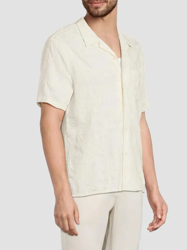 Vince Embroidered Floral Camp Shirt