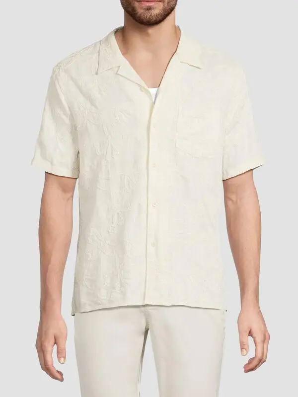 Vince Embroidered Floral Camp Shirt