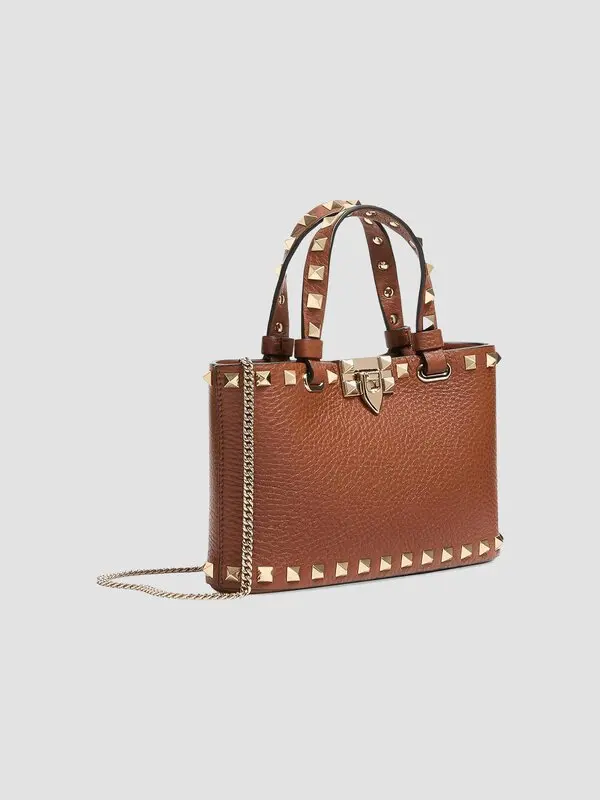 Valentino Garavani Mini Rockstud Top Handle Bag In Grainy Calfskin