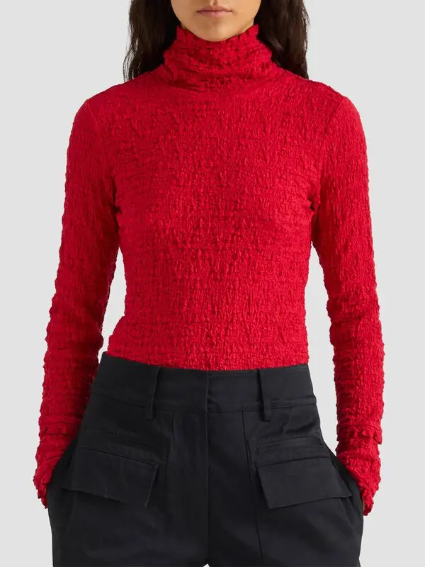 Proenza Schouler White Label Harriet Stretch Jacquard Turtleneck Top