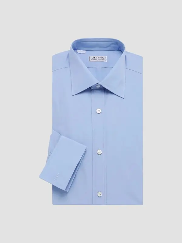 Charvet Solid Poplin Dress Shirt - Light Blue