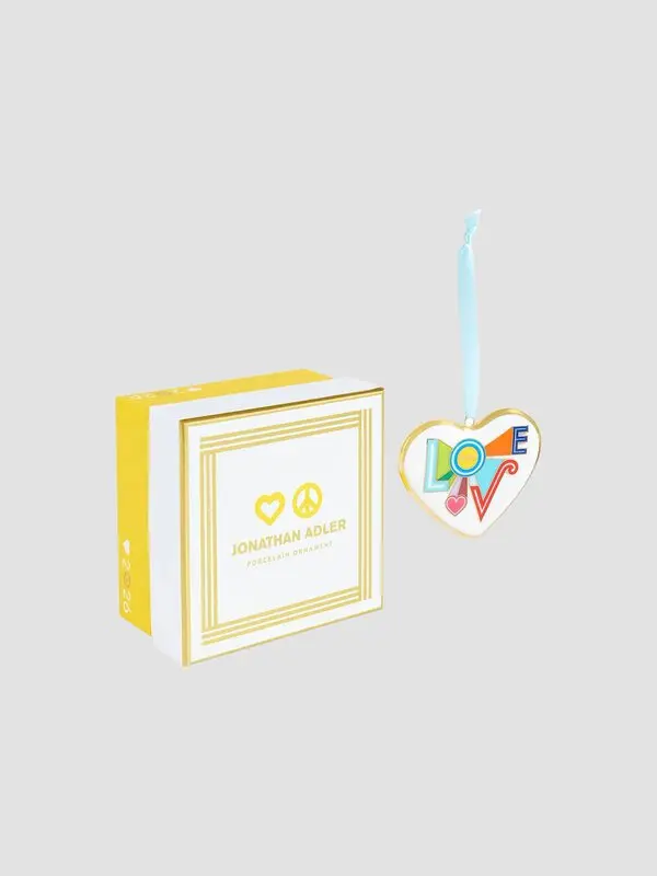Jonathan Adler Peace & Love Porcelain Heart Ornat