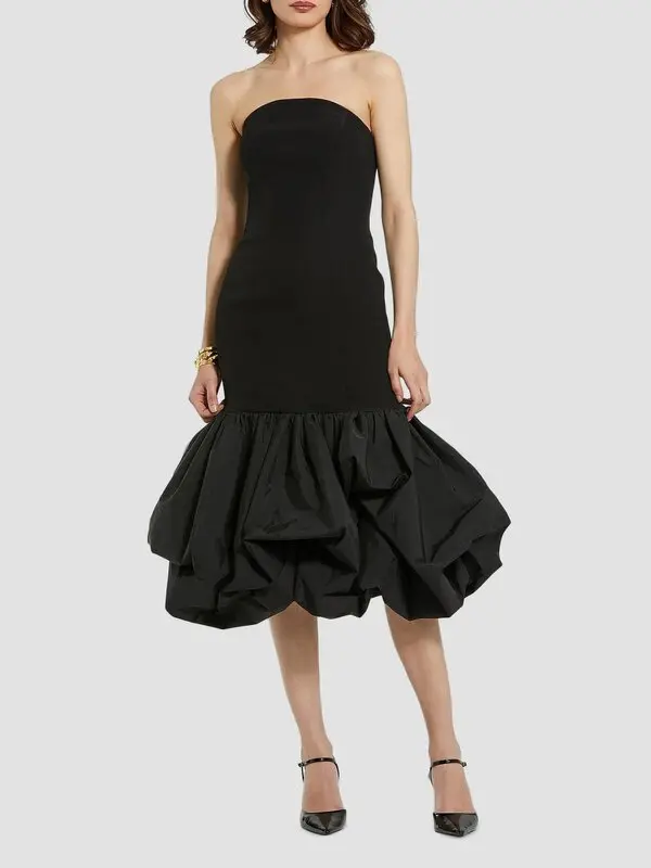 Mac Duggal Ieena Crepe Strapless Bubble-hem Midi-dress