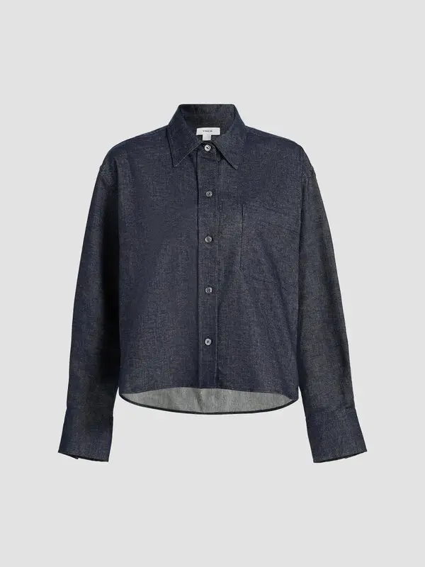 Vince Chambray Cotton-linen Crop Shirt