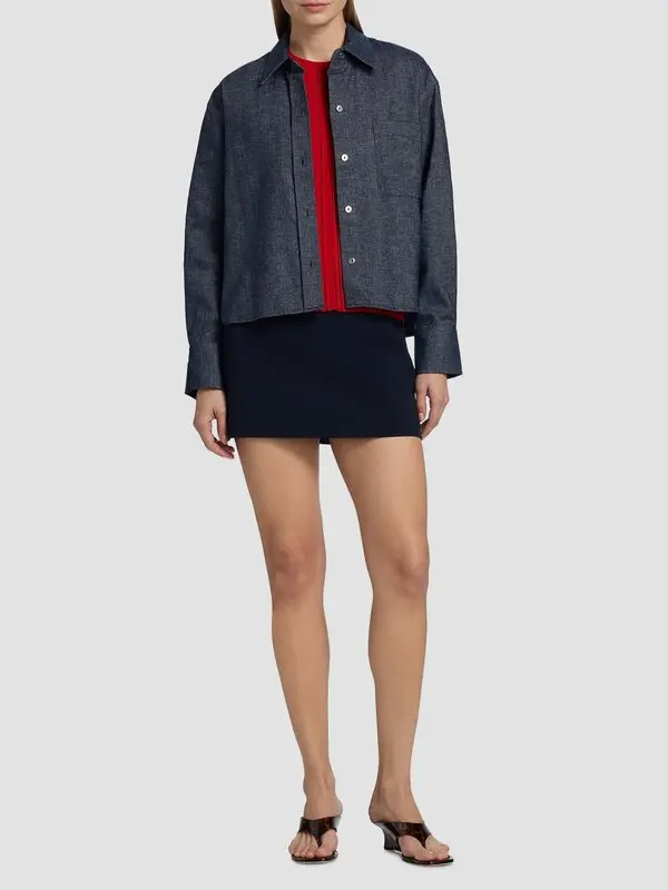 Vince Chambray Cotton-linen Crop Shirt