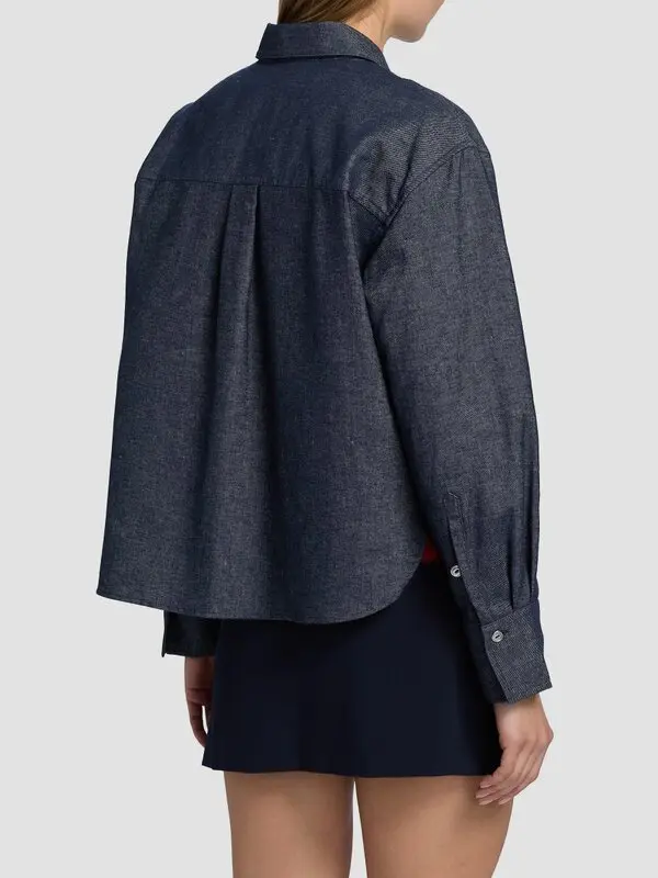 Vince Chambray Cotton-linen Crop Shirt