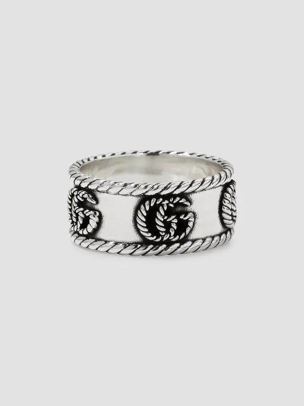 Gucci Gg Marmont Cabled Sterling Band Ring