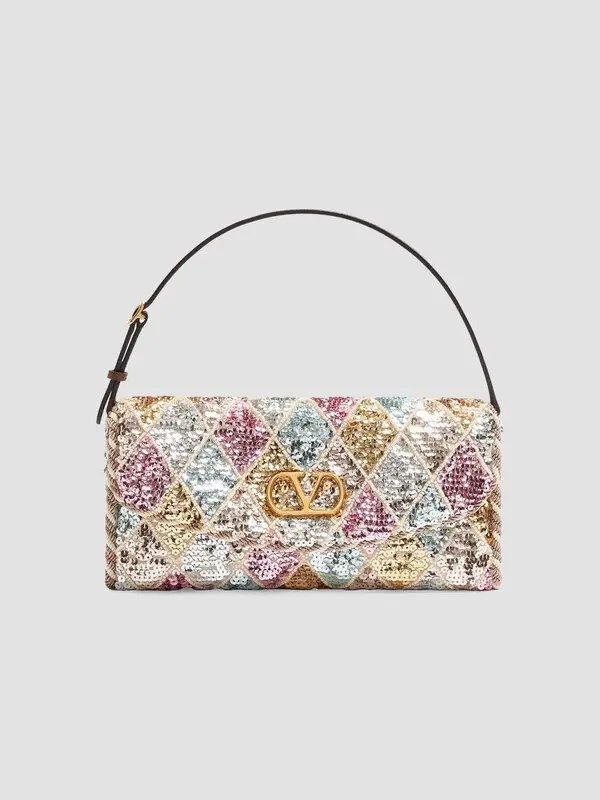 Valentino Garavani Vain Soft Small Top Handle Bag With Rhombelle Embroidery