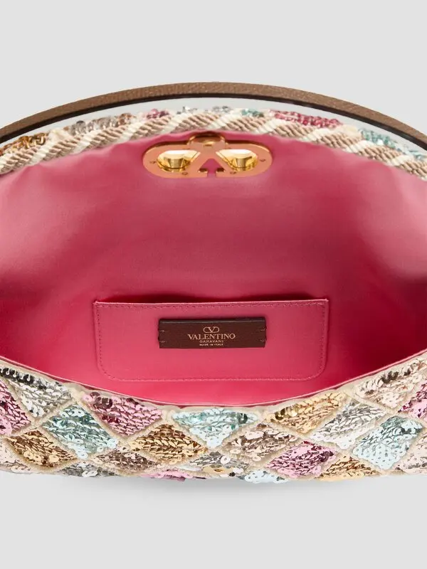 Valentino Garavani Vain Soft Small Top Handle Bag With Rhombelle Embroidery