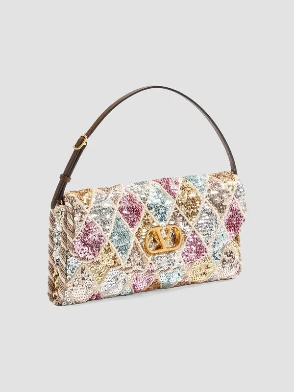 Valentino Garavani Vain Soft Small Top Handle Bag With Rhombelle Embroidery