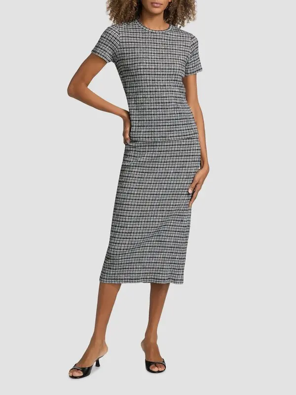 Vince Textured Gingham Cotton-blend Top