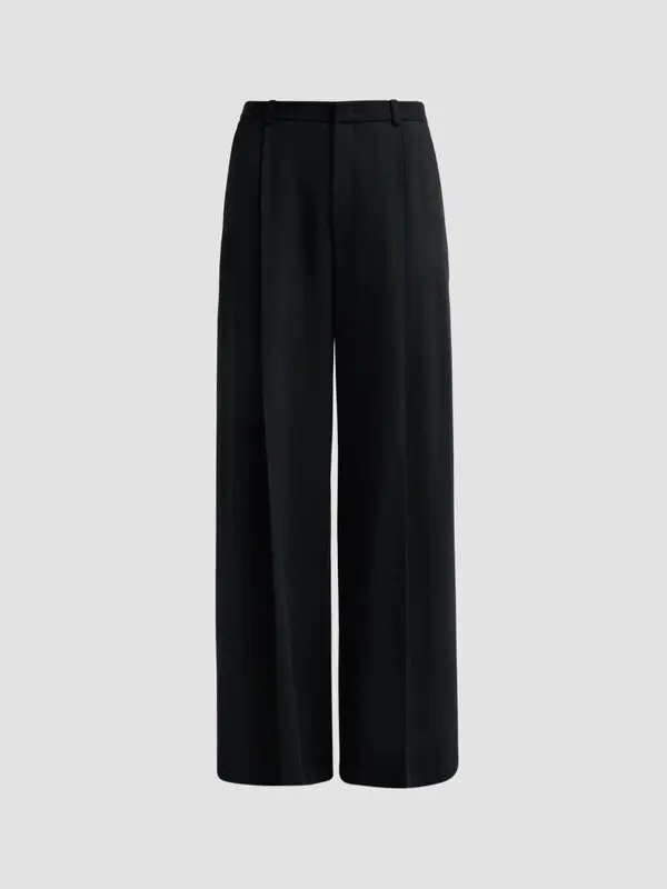 Vince Camille Cotton-blend Mid-rise Wide-leg Trousers - Black