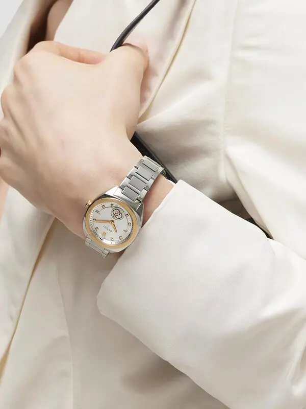 Gucci Interlocking Two-tone Stainless Steel & 0.04 Tcw Diamond Bracelet Watch/29mm