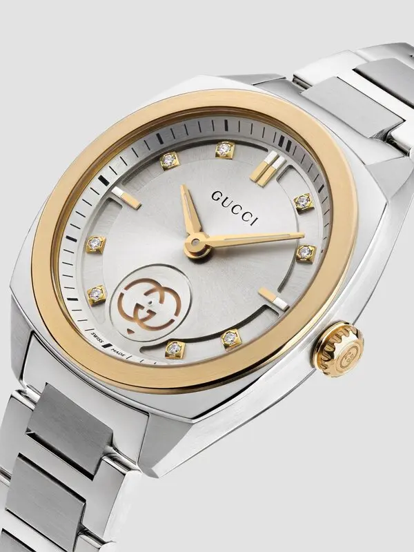 Gucci Interlocking Two-tone Stainless Steel & 0.04 Tcw Diamond Bracelet Watch/29mm