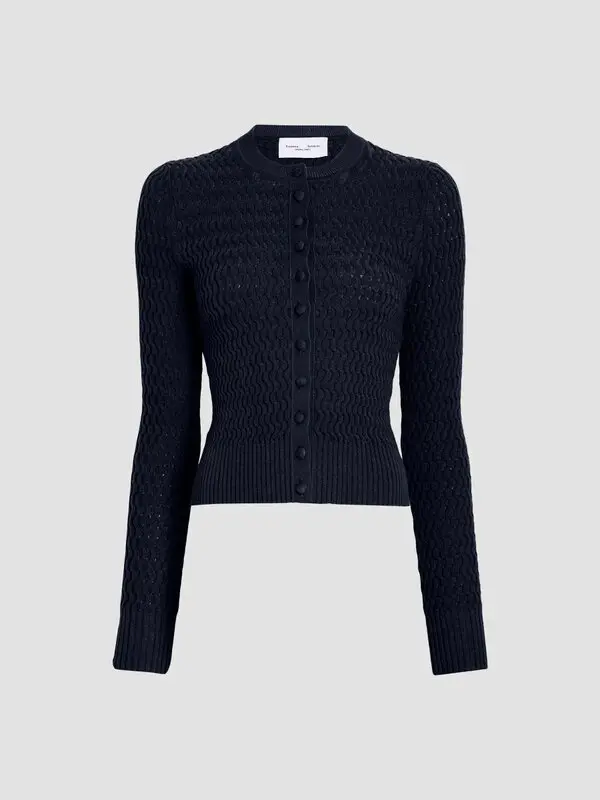 Proenza Schouler White Label Marci Cable-knit Crewneck Cardigan - Navy