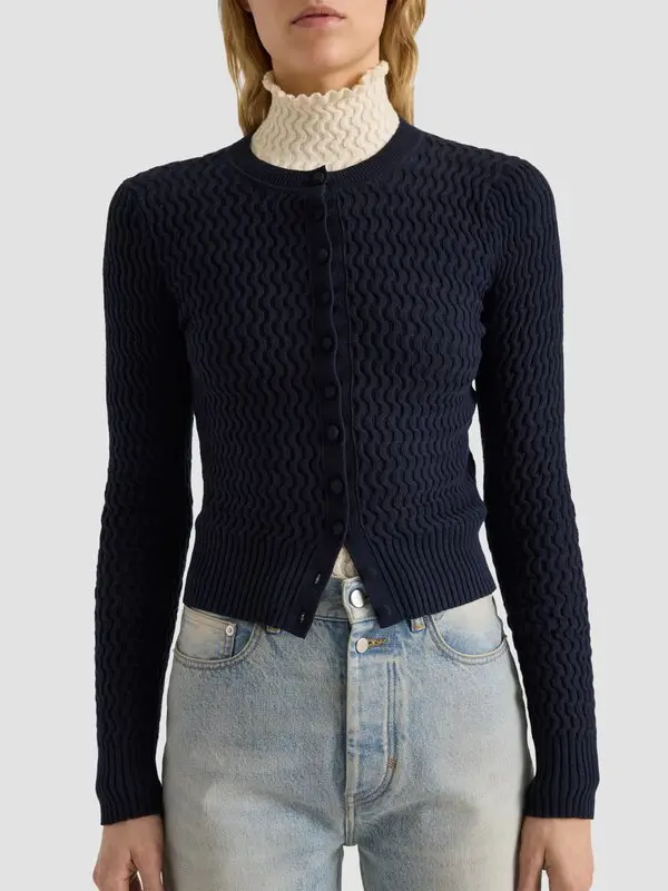 Proenza Schouler White Label Marci Cable-knit Crewneck Cardigan