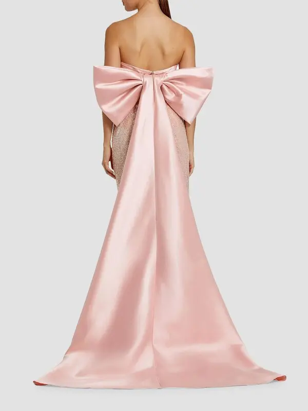 Mac Duggal Embellished Bow Strapless Gown - Blush