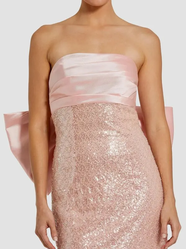 Mac Duggal Embellished Bow Strapless Gown - Blush