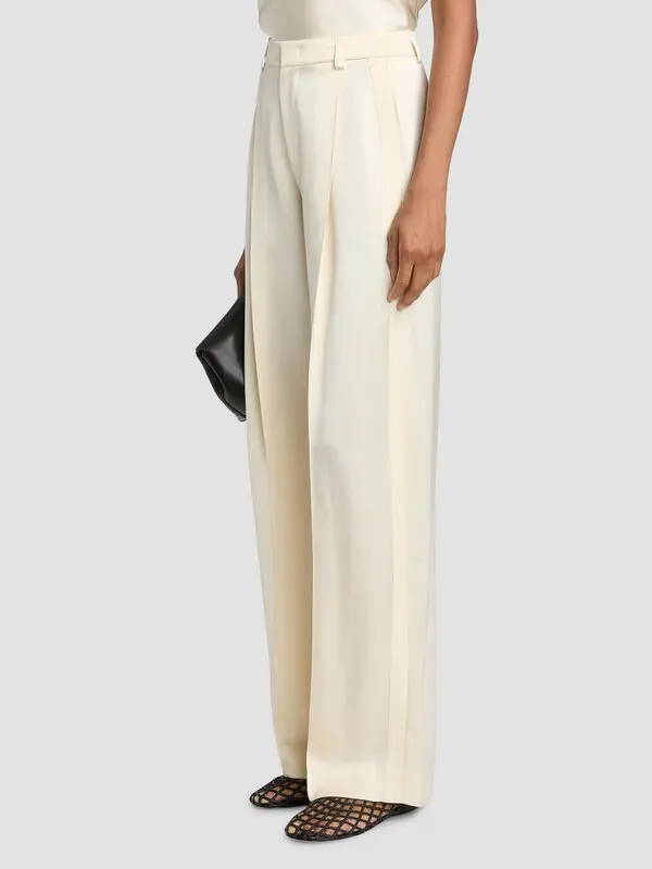 Vince High-rise Satin Trousers - Flax