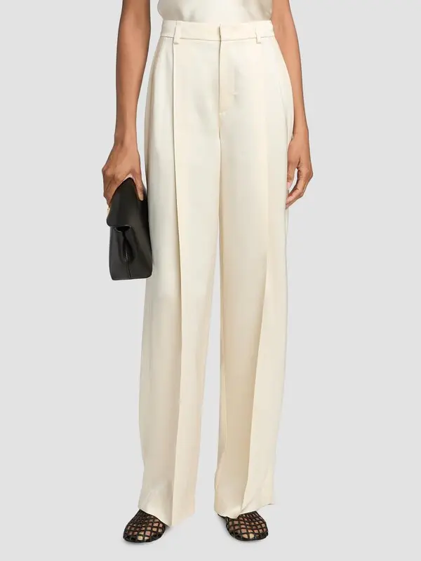 Vince High-rise Satin Trousers - Flax