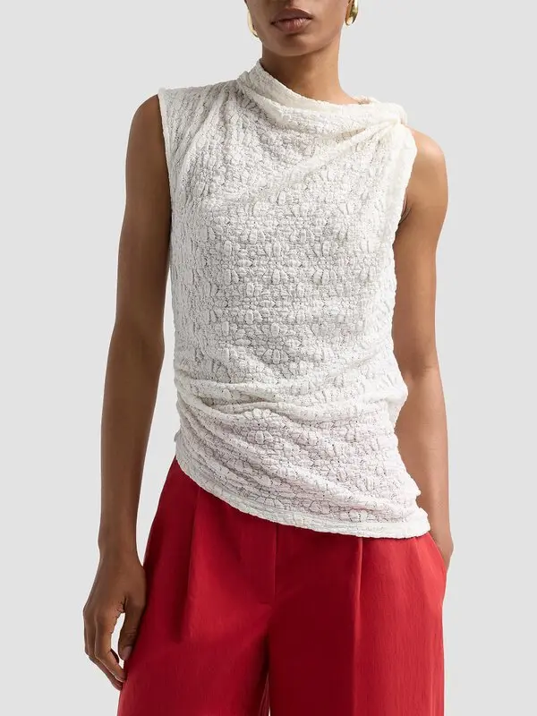 Proenza Schouler White Label Circe Draped Floral Cotton-blend Top