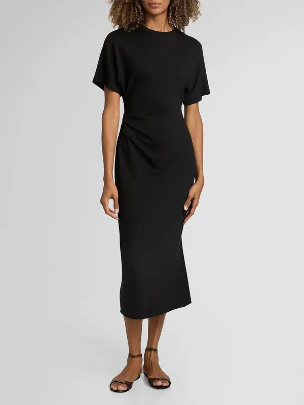 Vince Side Ruched Jersey Midi-dress