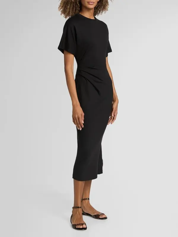 Vince Side Ruched Jersey Midi-dress