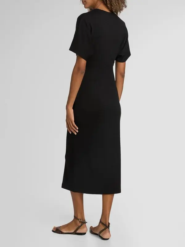 Vince Side Ruched Jersey Midi-dress