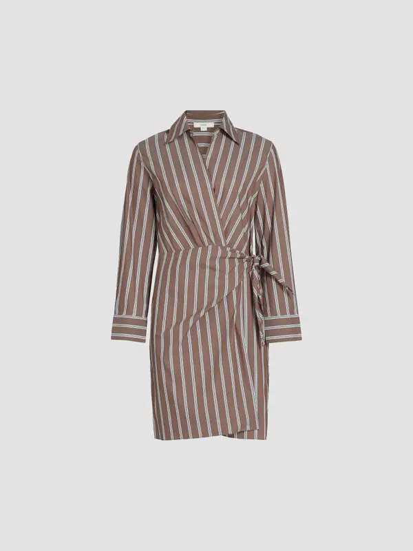 Vince Striped Cotton Wrap Minidress