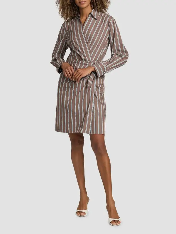 Vince Striped Cotton Wrap Minidress