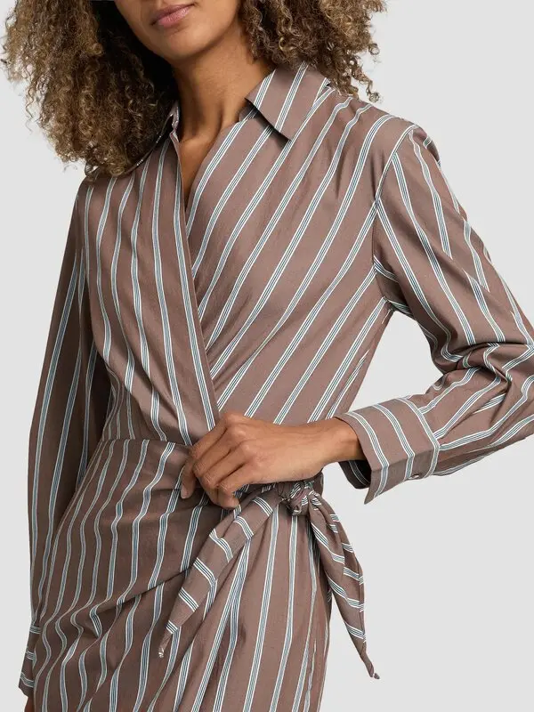 Vince Striped Cotton Wrap Minidress