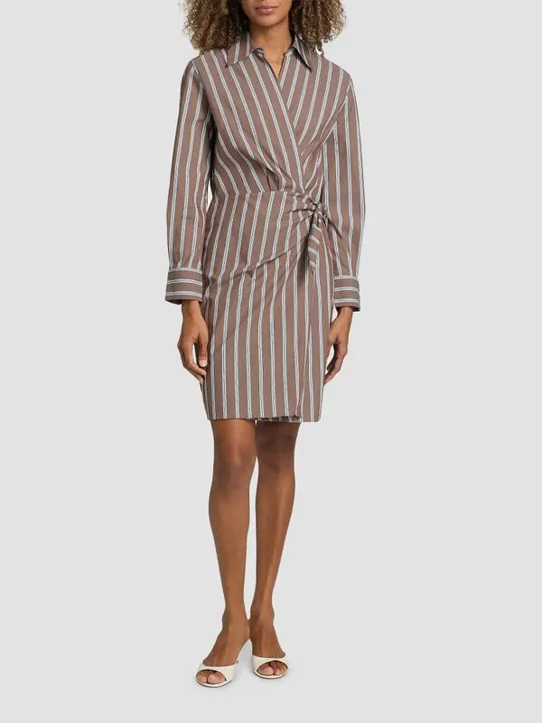 Vince Striped Cotton Wrap Minidress