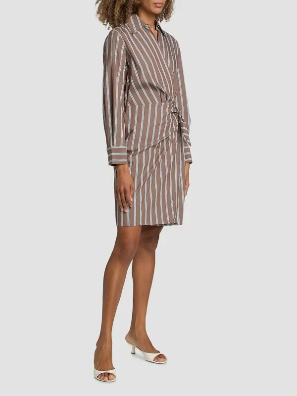 Vince Striped Cotton Wrap Minidress