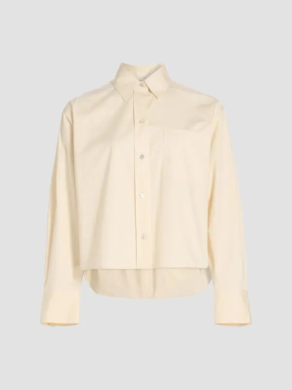 Vince Boxy Cotton Crop Shirt - Ecru