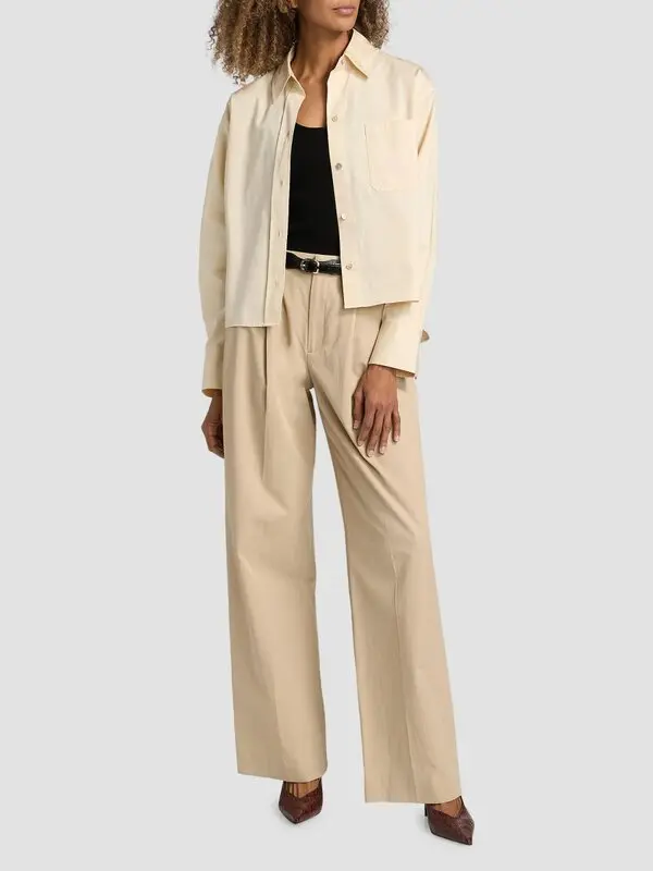 Vince Boxy Cotton Crop Shirt - Ecru