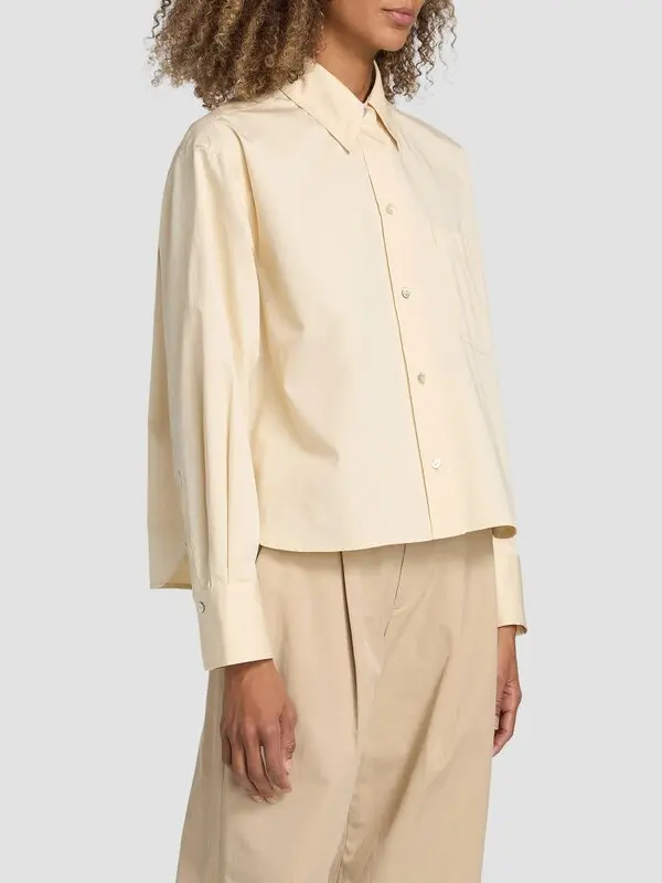 Vince Boxy Cotton Crop Shirt - Ecru