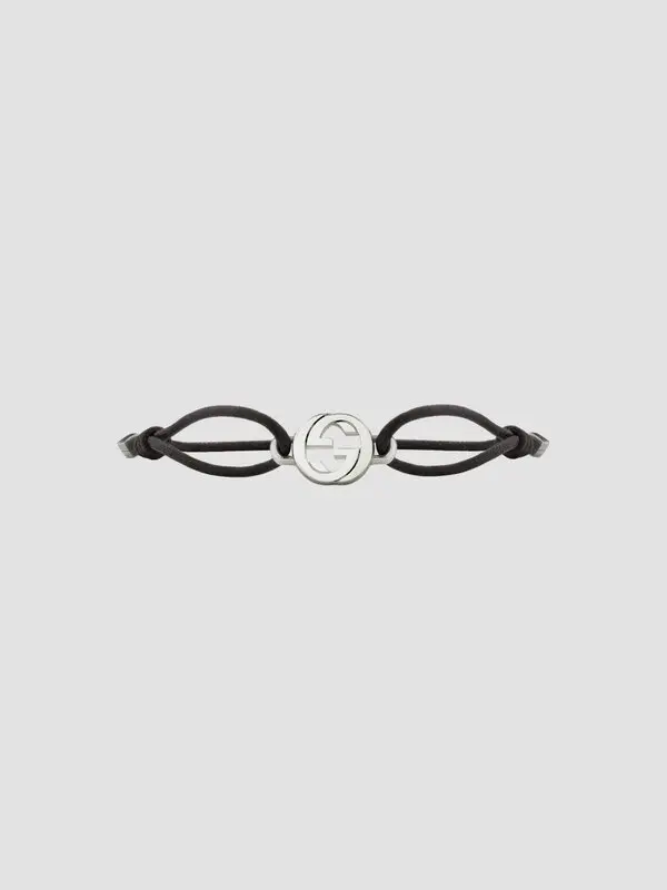 Gucci Interlocking Sterling Silver & Cord Bracelet
