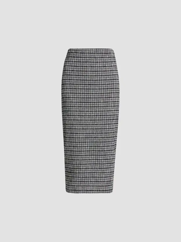 Vince Checked Pencil Midi-skirt - Eclipse Combo