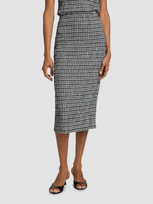 Vince Checked Pencil Midi-skirt - Eclipse Combo