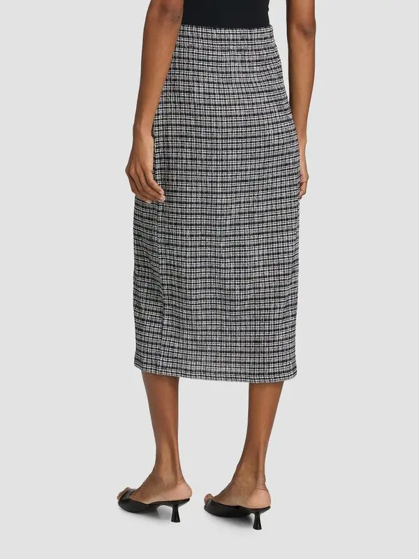 Vince Checked Pencil Midi-skirt - Eclipse Combo