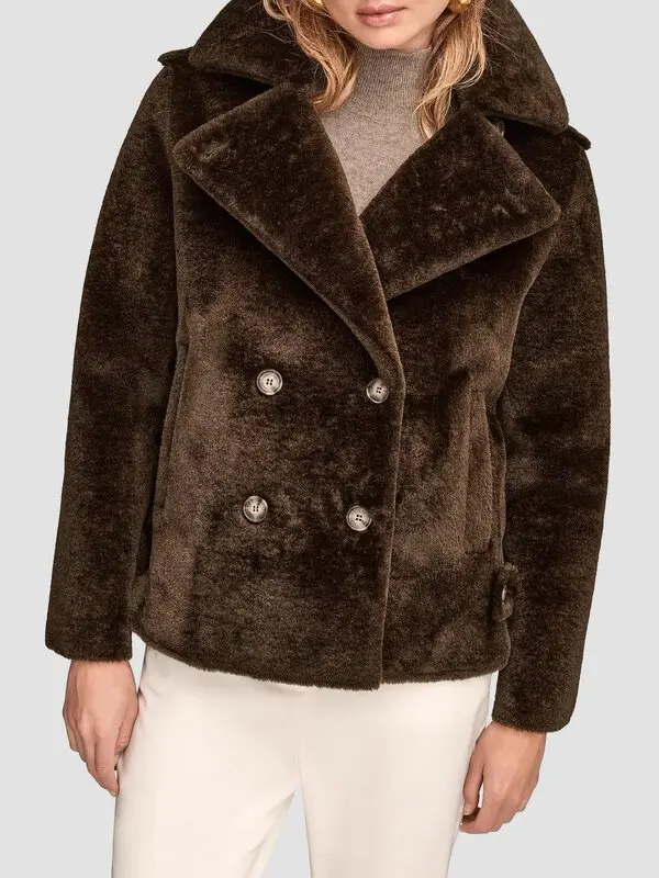 Donna Karan New York Faux-fur Double-breasted Coat