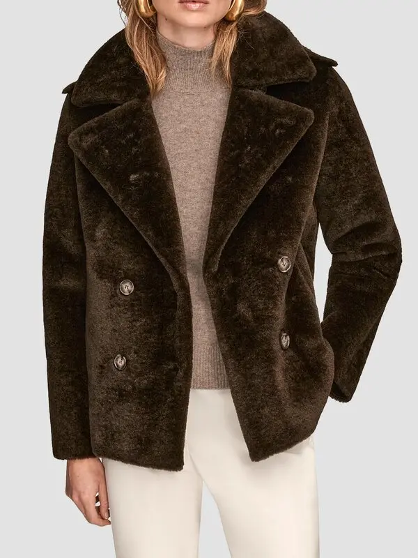 Donna Karan New York Faux-fur Double-breasted Coat